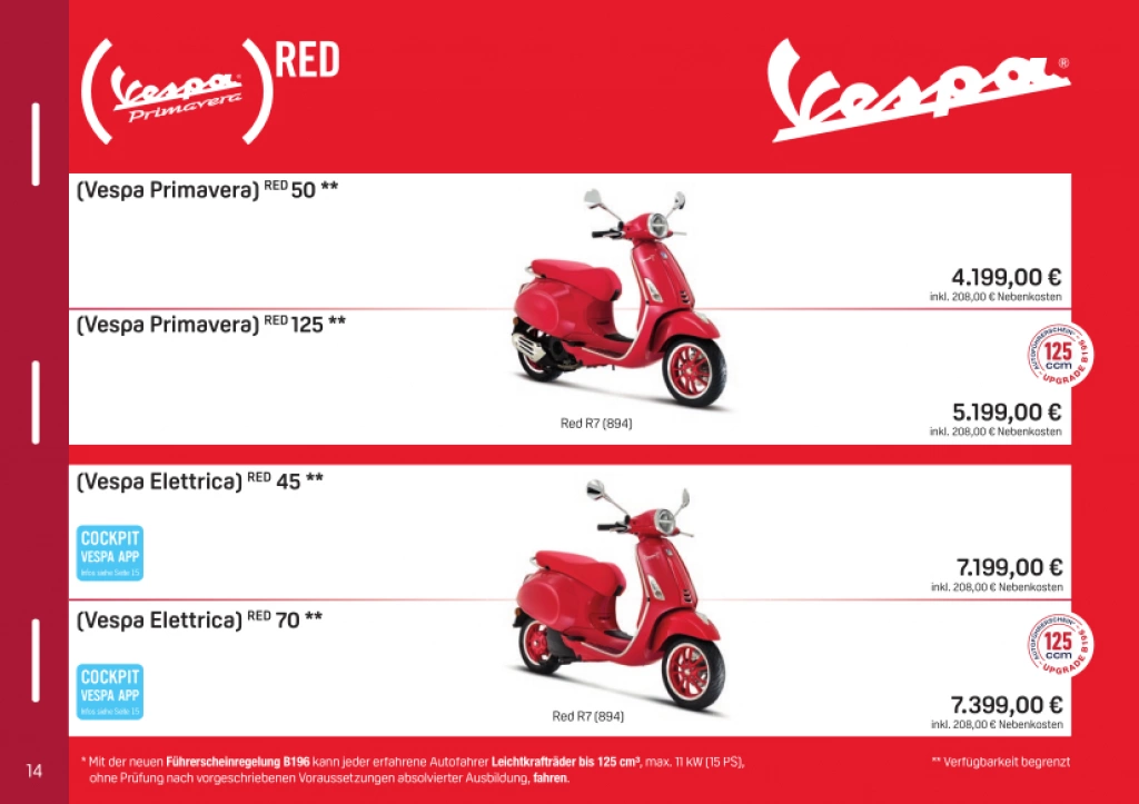 Neue Vespa Motorroller Preisliste & Farben ab Januar 2024 - Fulland ...